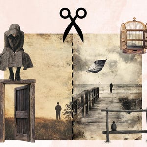 Loneliness & Isolation Collage Elements, Whimsical Ephemera Fussy Cut ...