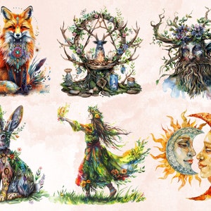 60 PNG Watercolor Beltane Clipart, Floral Pagan Wiccan Art ...