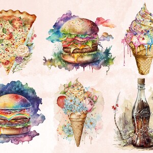 22 PNG Watercolor Fantasy Fast Food Clipart, Cute Fast Food Clip Art ...