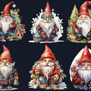 20 PNG Watercolor Christmas Santa Gnome Clipart, Christmas Clip Art ...