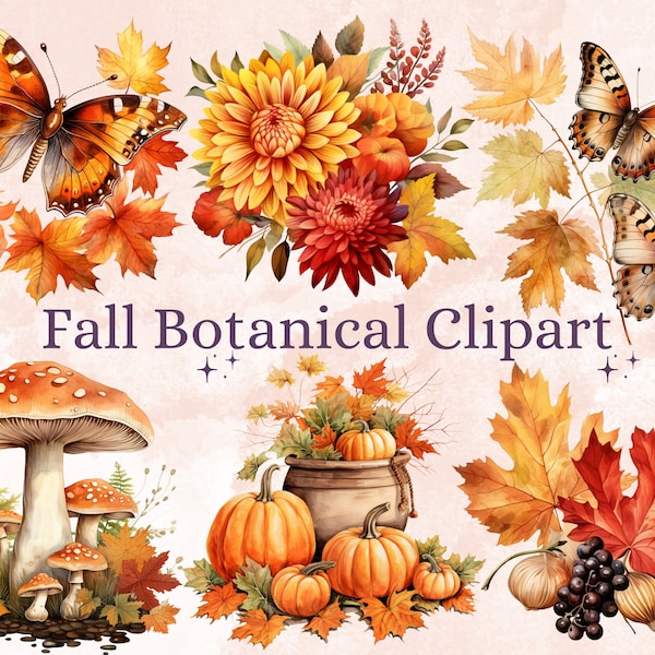 Fall Flowers Clip Art - Etsy