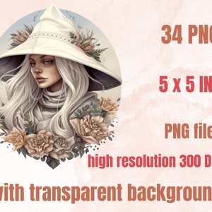 34 PNG Watercolor Boho Witch Clipart, Bohemian Witchcraft Clip Art ...