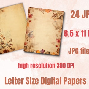 Printable Vintage Thanksgiving Digital Paper, Fall Autumn Ephemera ...