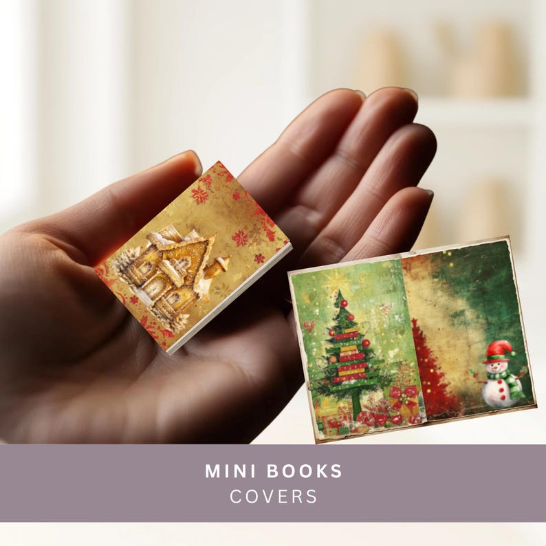 Christmas Mini Books, Printable Miniature Junk Journal, Ephemera ...
