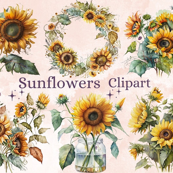 Sunflower Clip Art - Etsy