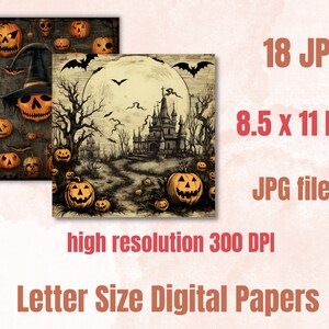 Printable Vintage Creepy Halloween Digital Paper, Halloween Ephemera ...