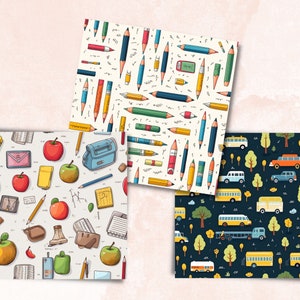 Seamless Back to School Digital Paper Pack, Cute School Education ...