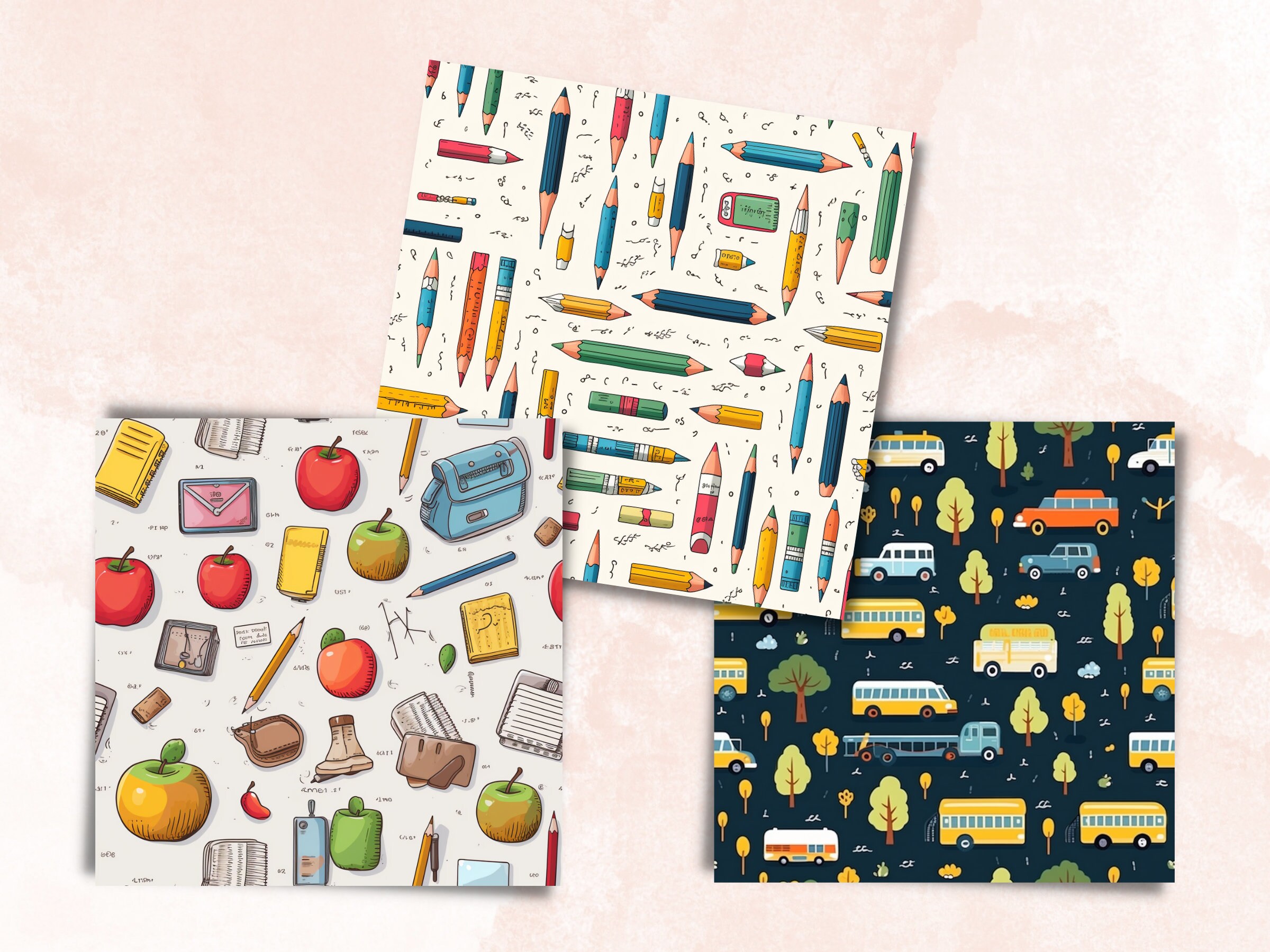 Seamless Back to School Digital Paper Pack, Cute School Education ...
