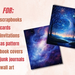 Printable Starry Galaxy Digital Paper, Starry Night Sky Background ...