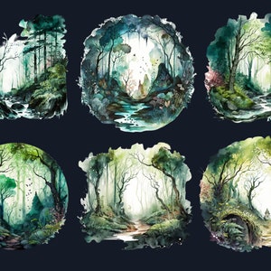 20 Watercolor Magical Forest Clipart, Fairy Forest Clip Art, Forest ...
