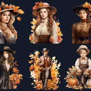 40 PNG Watercolor Victorian Fall Clipart Bundle, Vintage Rustic Autumn ...