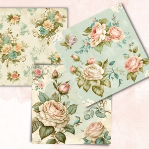 Vintage Shabby Chic Floral Digital Paper, Shabby Chic Flowers Paper ...
