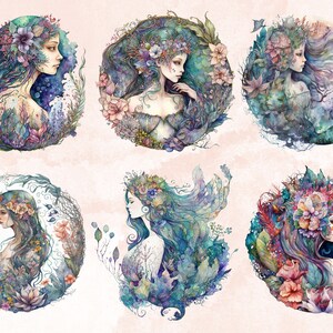 16 PNG Watercolor Elegant Mermaid Clipart, Mermaid Clip Art, Royal ...