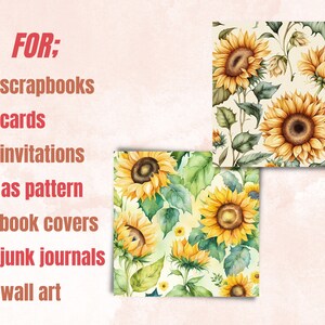 Sunflowers Digital Paper, Spring Sunflower Paper Pack, Vintage Floral ...