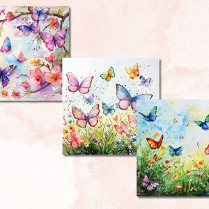 Watercolor Spring Butterflies Digital Paper, Floral Butterfly Junk ...