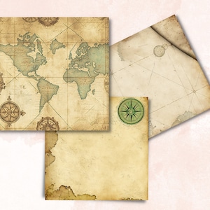 Vintage Maps Digital Paper, Antique Maps Digital Paper, Vintage Maps ...