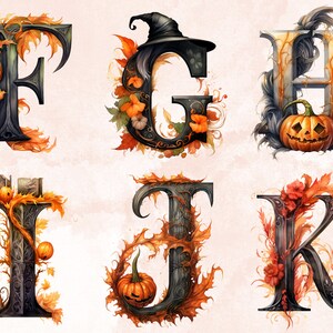26 PNG Watercolor Halloween Alphabet Clipart, Gothic Letters ...