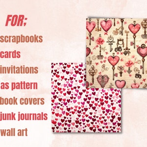 Printable Valentine's Day Digital Paper, Romantic Valentine Ephemera ...