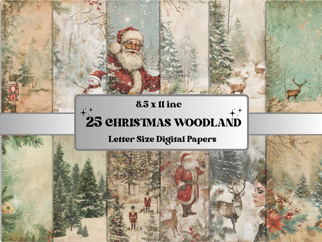 Printable Christmas Woodland Journal Paper, Enchanted Christmas Forest ...