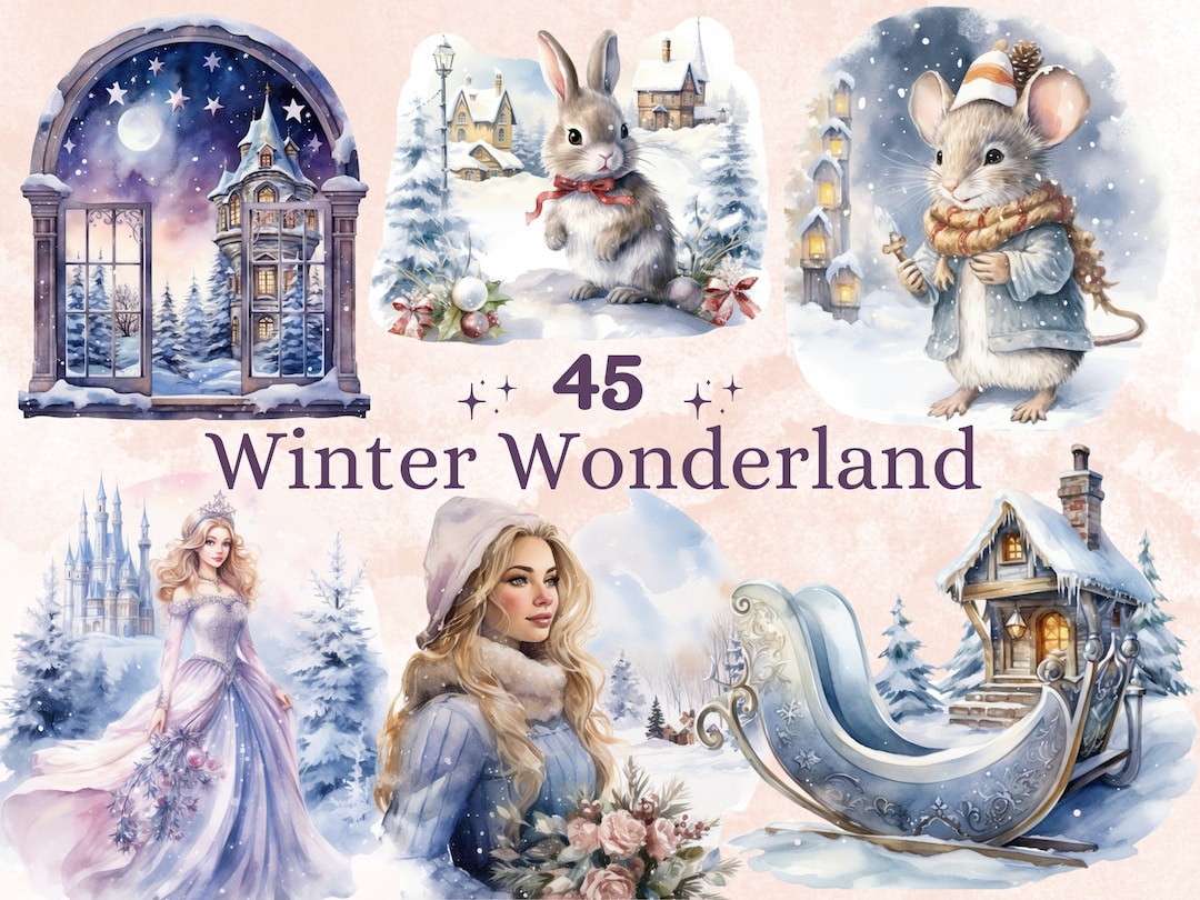 45 PNG Watercolor Winter Wonderland Clipart, Fantasy Winter ...