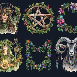 60 PNG Watercolor Beltane Clipart, Floral Pagan Wiccan Art ...