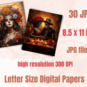 Printable Dia De Los Muertos Digital Paper, Day of the Dead Background ...