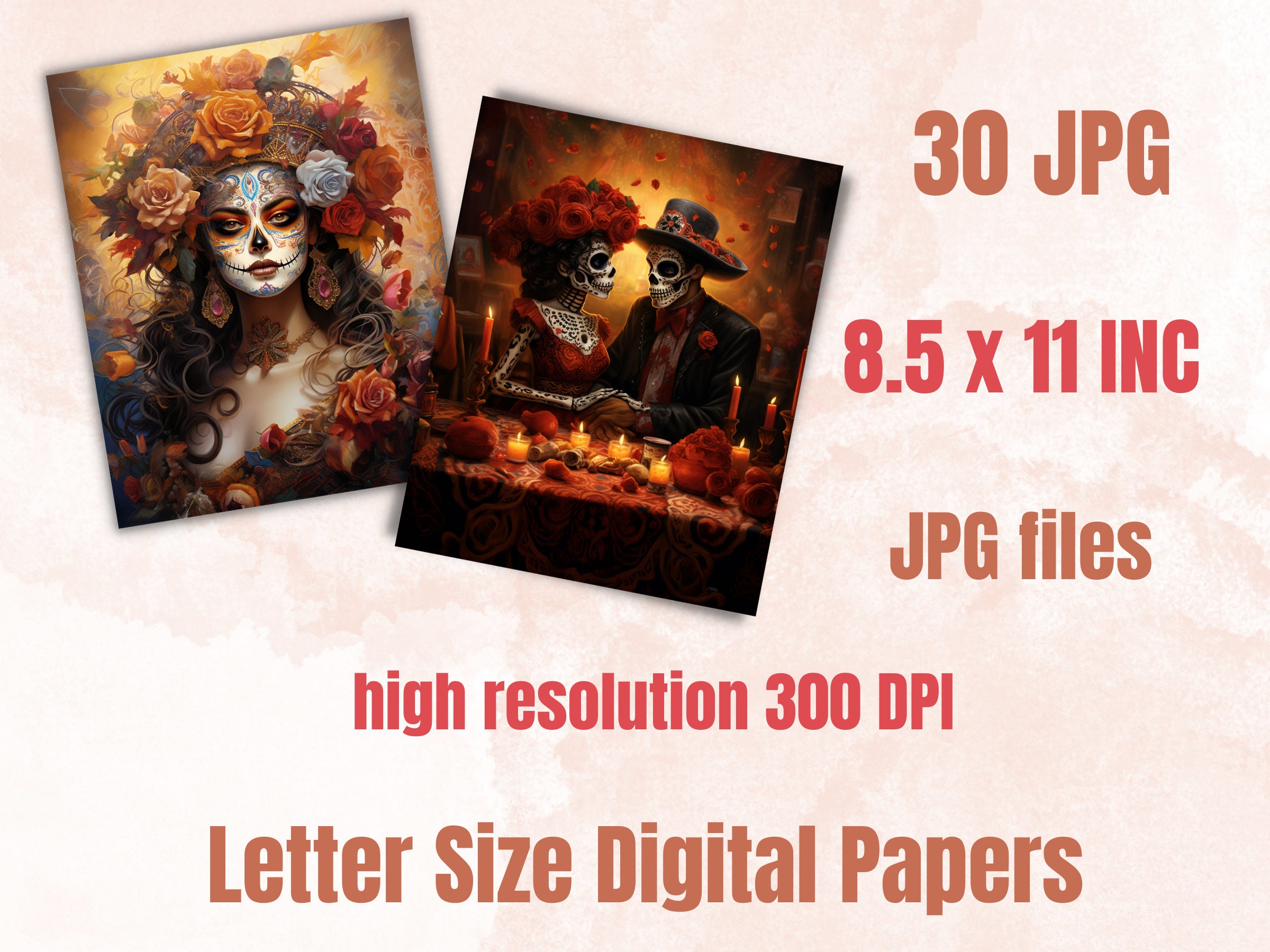 Printable Dia De Los Muertos Digital Paper, Day of the Dead Background ...