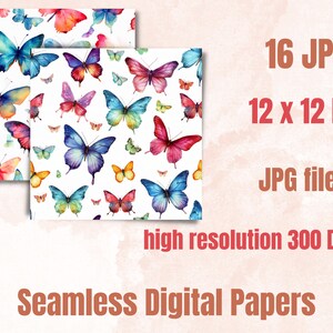 Seamless Watercolour Butterflies Digital Paper, Butterfly Blooms ...