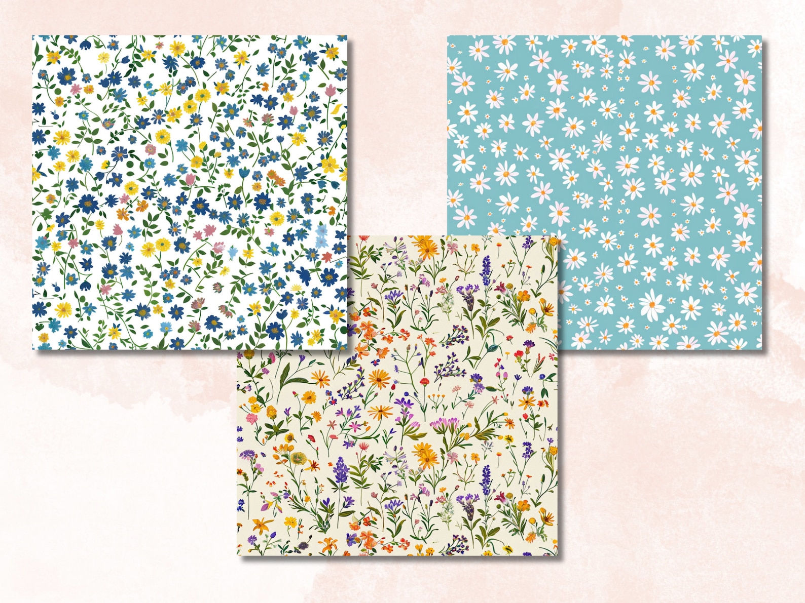 Seamless Spring Flowers Digital Paper, Spring Floral Seamless Pattern ...