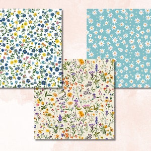 Seamless Spring Flowers Digital Paper, Spring Floral Seamless Pattern ...