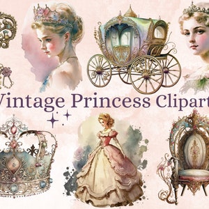 28 PNG Watercolor Vintage Princess Clipart, Princess Clip Art ...