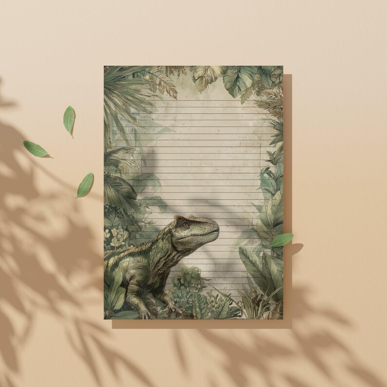 42 Dinosaur Border Lined Pages Printable, Letter Size Dino Writing ...