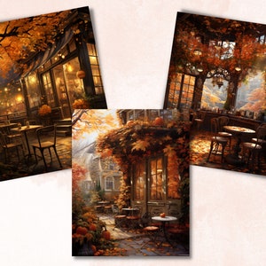 Printable Cozy Fall Cafe Digital Paper, Autumn Interior Background ...