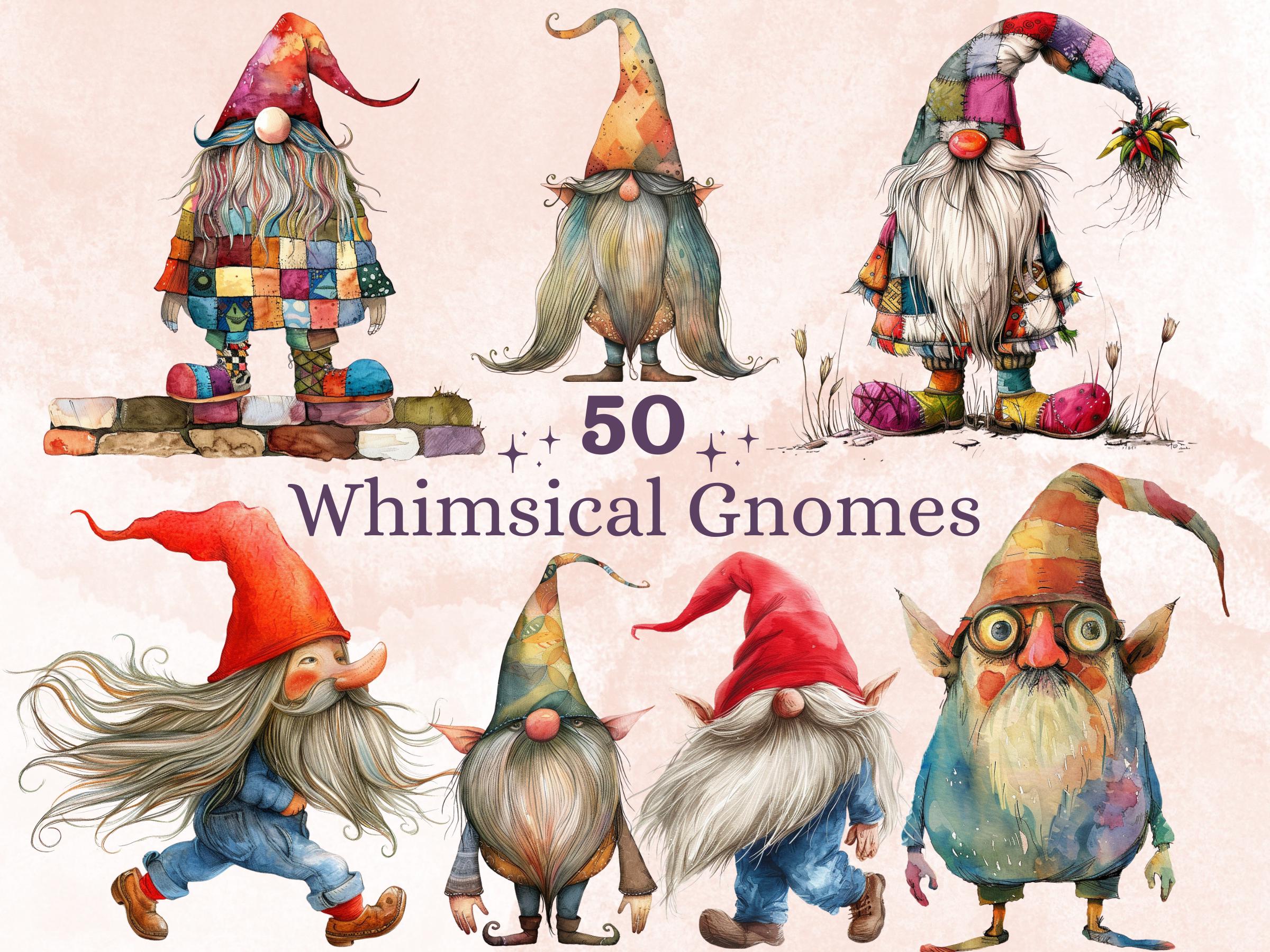 50 PNG Watercolor Whimsical Gnomes Clipart, Funny Quirky Gnome ...