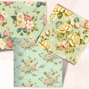 Vintage Shabby Chic Floral Digital Paper, Shabby Chic Flowers Paper ...