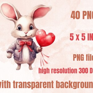 40 PNG Watercolor Valentine's Day Bunnies Clipart, Valentines Day ...