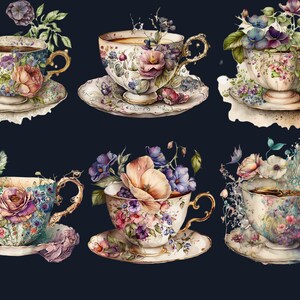 22 PNG Watercolor Tea Time Clipart, Tea Clip Art, Vintage Teacup ...