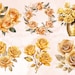 28 PNG Watercolor Golden Roses Clipart Bundle Gold Colored - Etsy