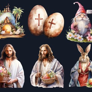 80 PNG Watercolor Christian Easter Clipart, Easter Jesus Illustrations ...