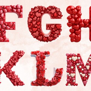 26 PNG Watercolour Red Valentine's Day Alphabet Clipart, Love Letters ...