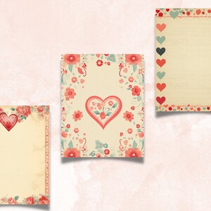 Printable Vintage Valentine's Day Digital Paper, Romantic Valentine ...