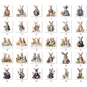 40 PNG Watercolor Easter Bunny Clipart, Floral Easter Rabbit ...