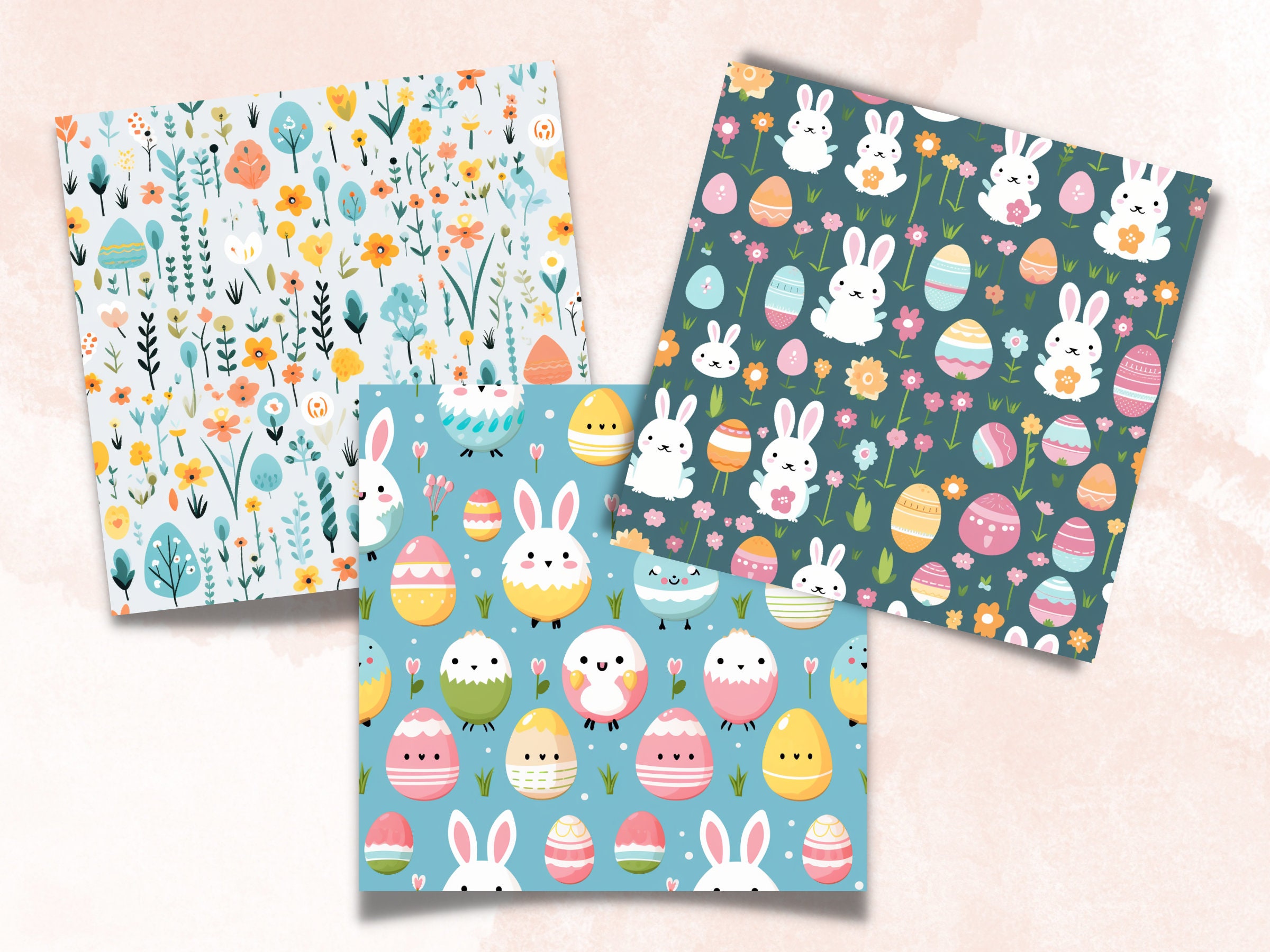 Seamless Cute Easter Digital Paper, Easter Bunny Seamless Pattern ...