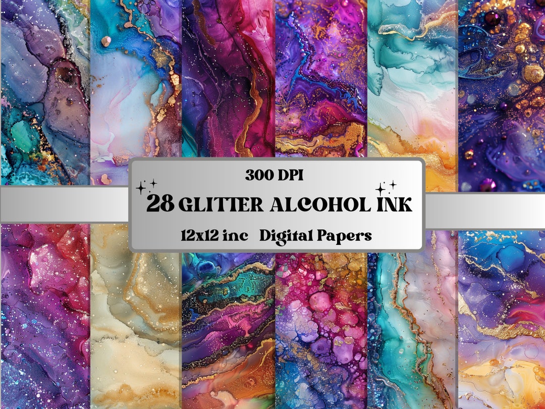 Glitter Alcohol Ink Texture Digital Paper, Alcohol Inked Junk Journal ...