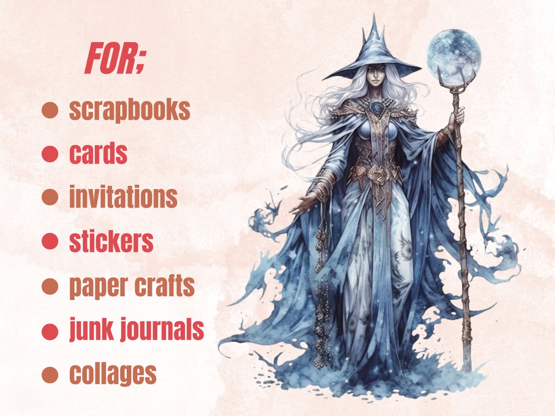 40 PNG Watercolor Ice Witch Clipart, Snow Witchcraft Clip Art, Witch ...