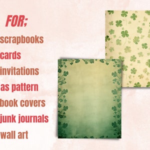 Printable St.patrick’s Day Digital Paper, Irish Shamrock Ephemera, Four ...