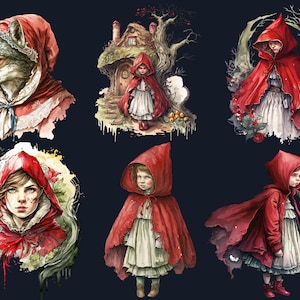 30 PNG Watercolour Red Riding Hood Clipart, Little Red Riding Hood Png ...