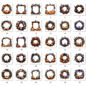 40 PNG Watercolor Halloween Frames Clipart, Halloween Wreaths ...