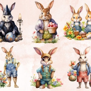 40 PNG Watercolor Easter Bunny Clipart, Floral Easter Rabbit ...