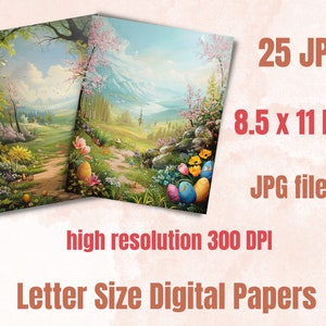 Printable Easter Landscapes Digital Paper, Easter Scenes Ephemera ...